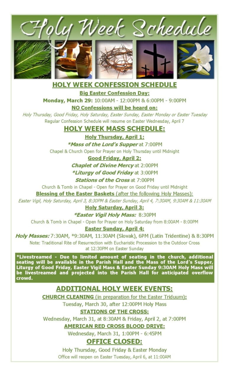 Holy Week Schedule – SS. Cyril and Methodius Parish