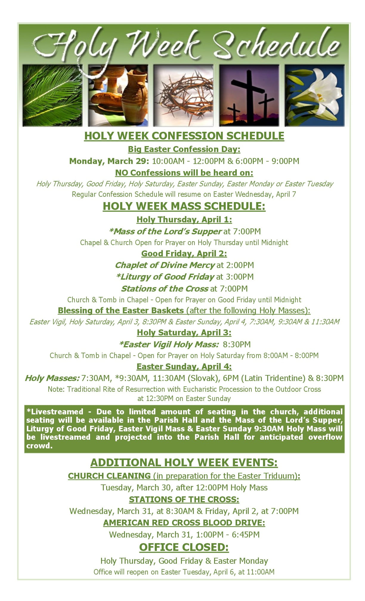 Holy Week Schedule – SS. Cyril and Methodius Parish