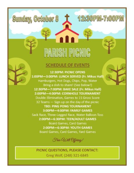 Parish Picnic Details & Registration – SS. Cyril and Methodius Parish